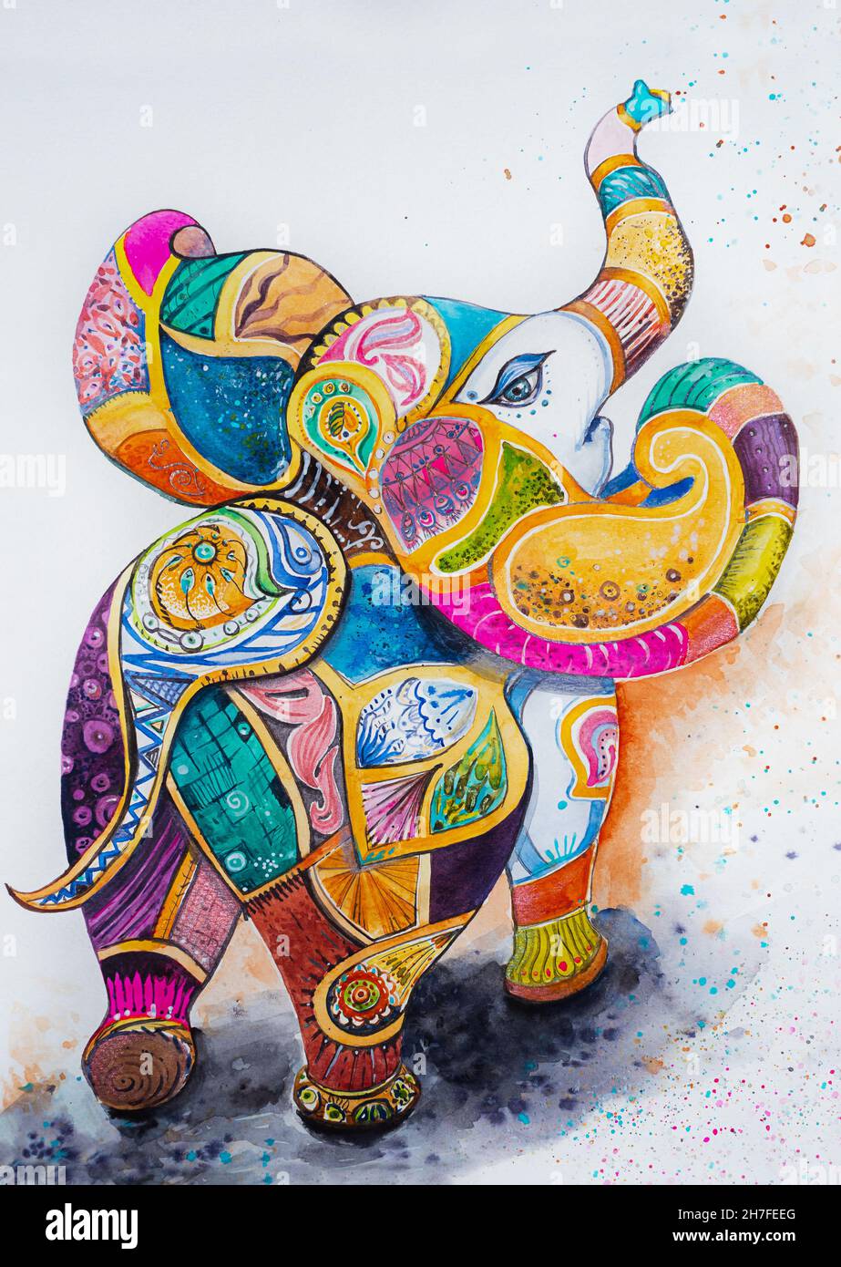 Colorful Elephant Drawing