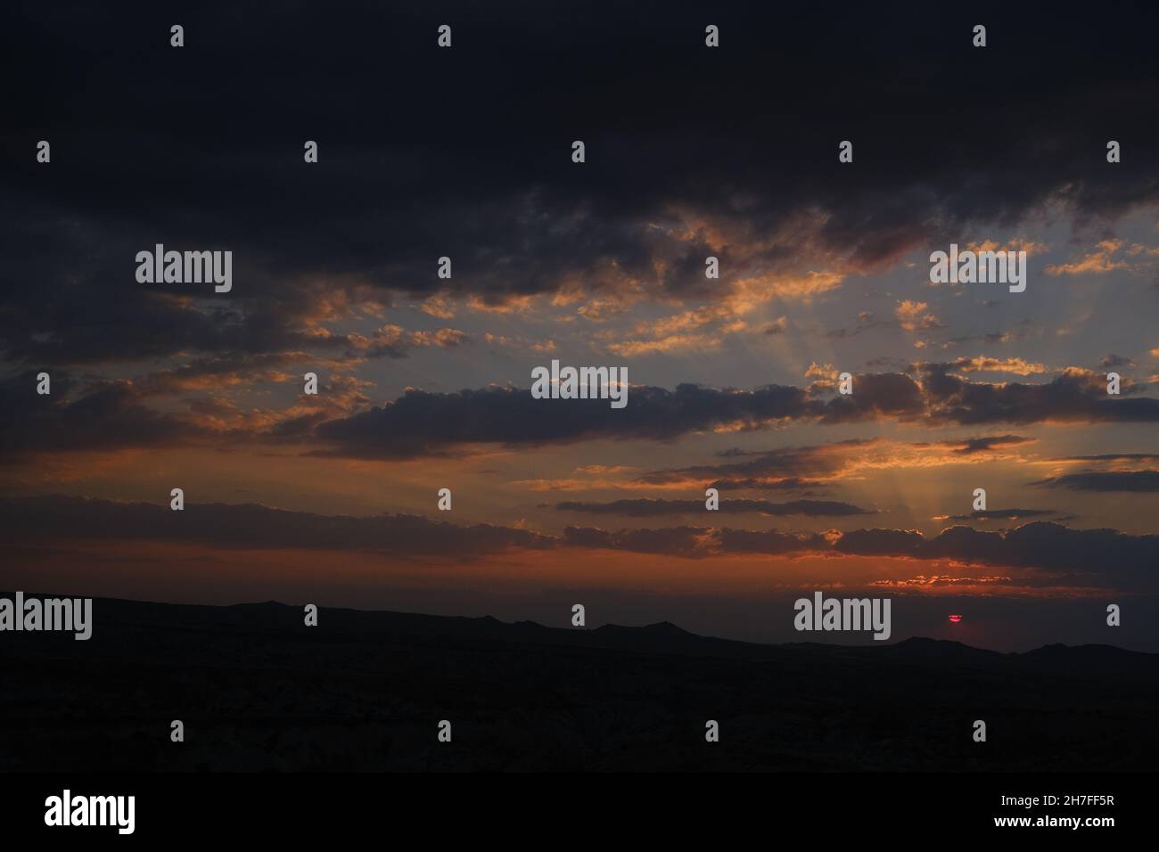 Sunset point in Urgup, Goreme with just before sun goes away in rose ...