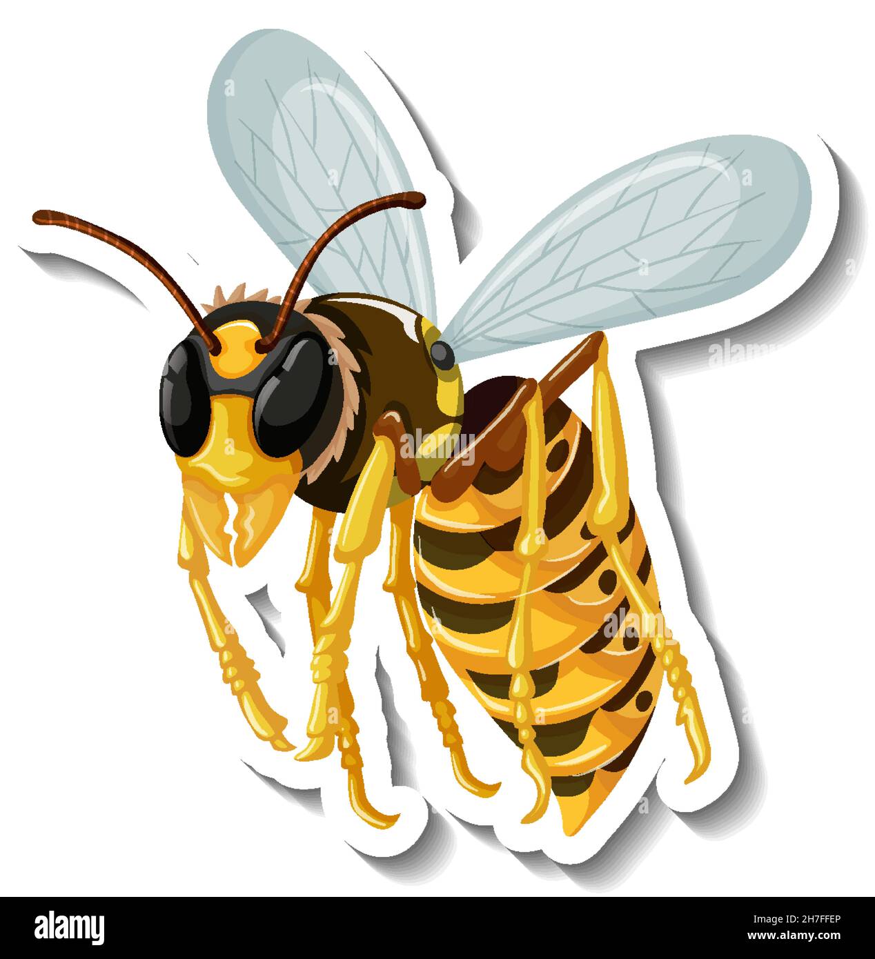 Honey bee insect cartoon sticker illustration Stock Vector Image & Art ...