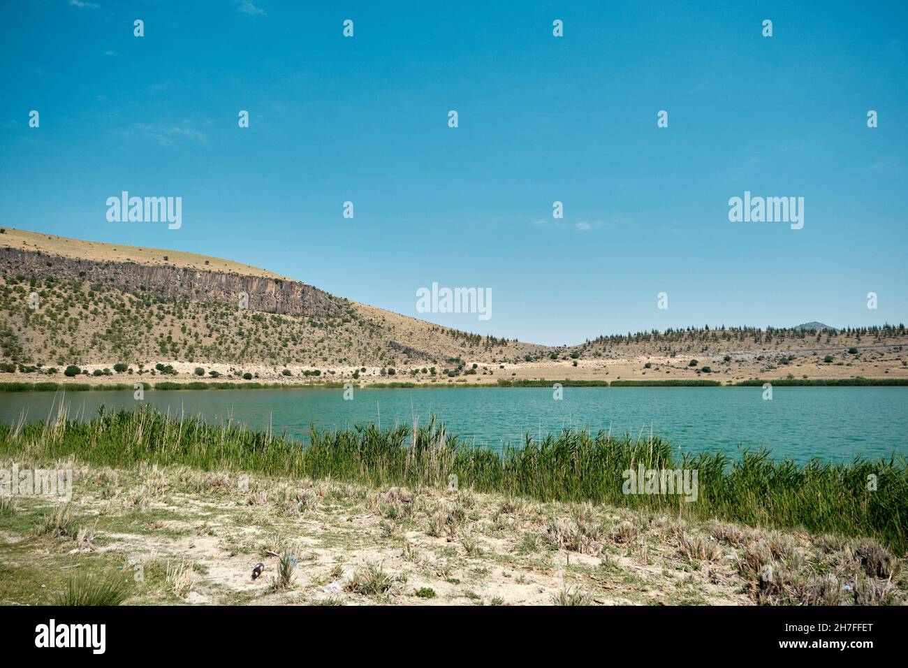 Magnificent blue sky and turquoise color lake of Narli Gol Crater and ...