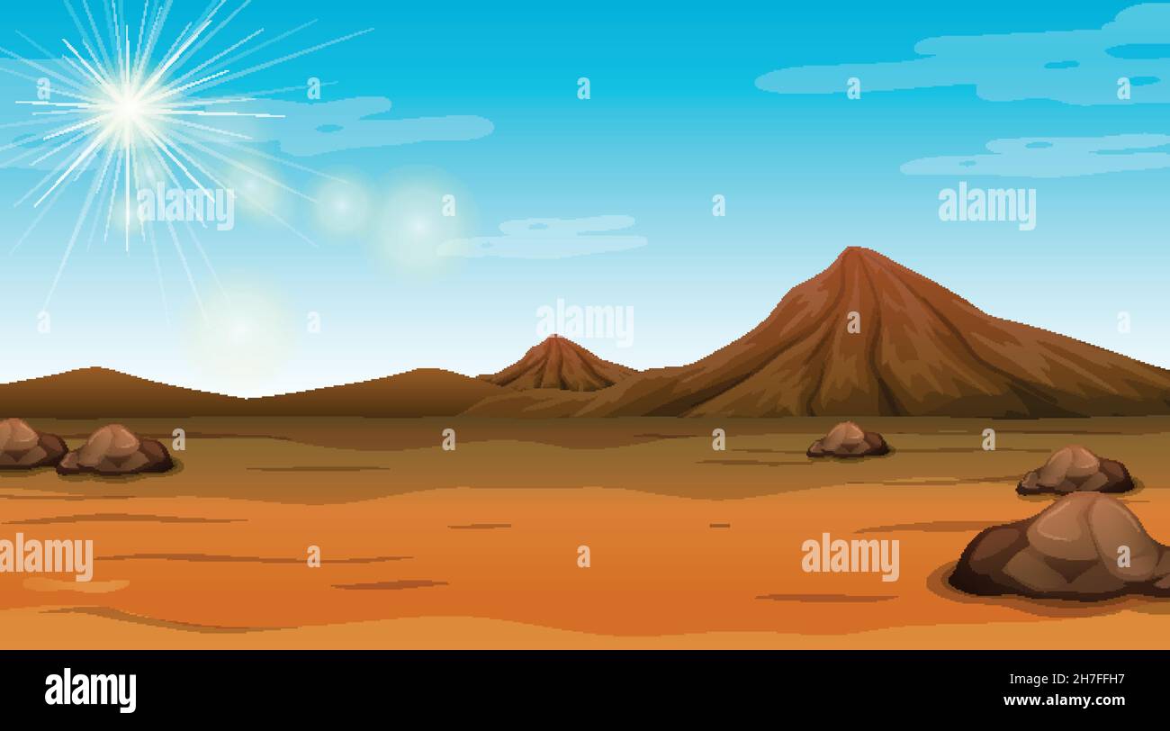 Desert forest landscape at daytime scene illustration Stock Vector ...