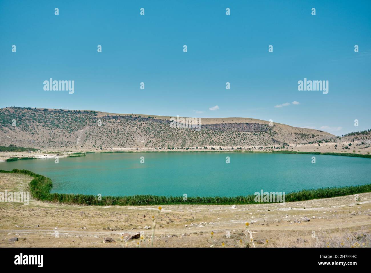Magnificent blue sky and turquoise color lake of Narli Gol Crater and ...