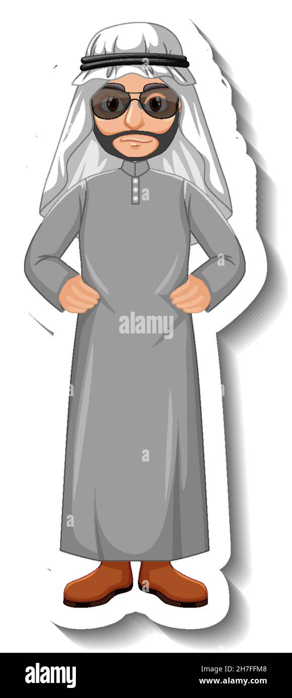 Arab man cartoon character on white background illustration Stock ...