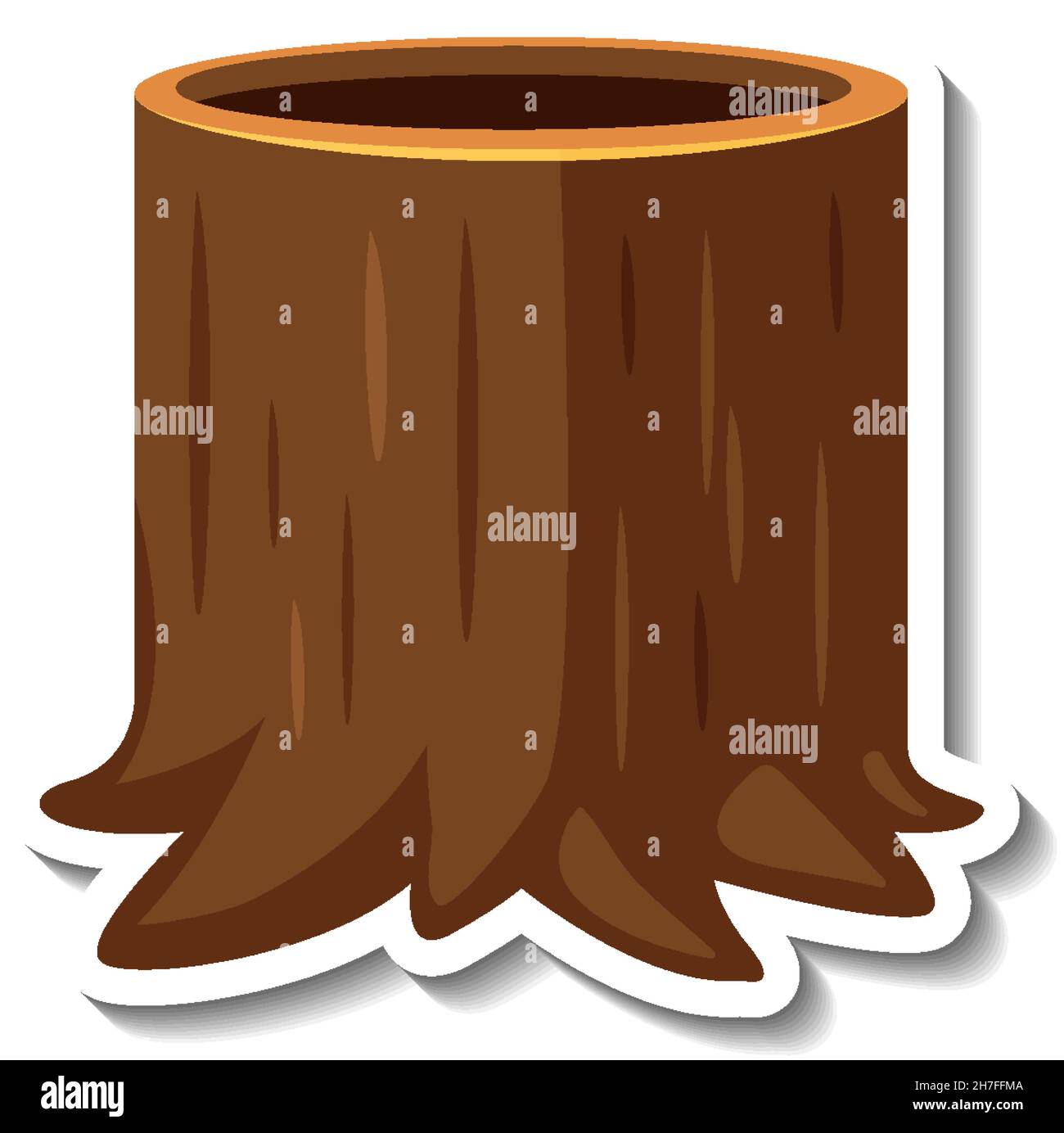 Tree stump cartoon sticker isolated illustration Stock Vector Image ...