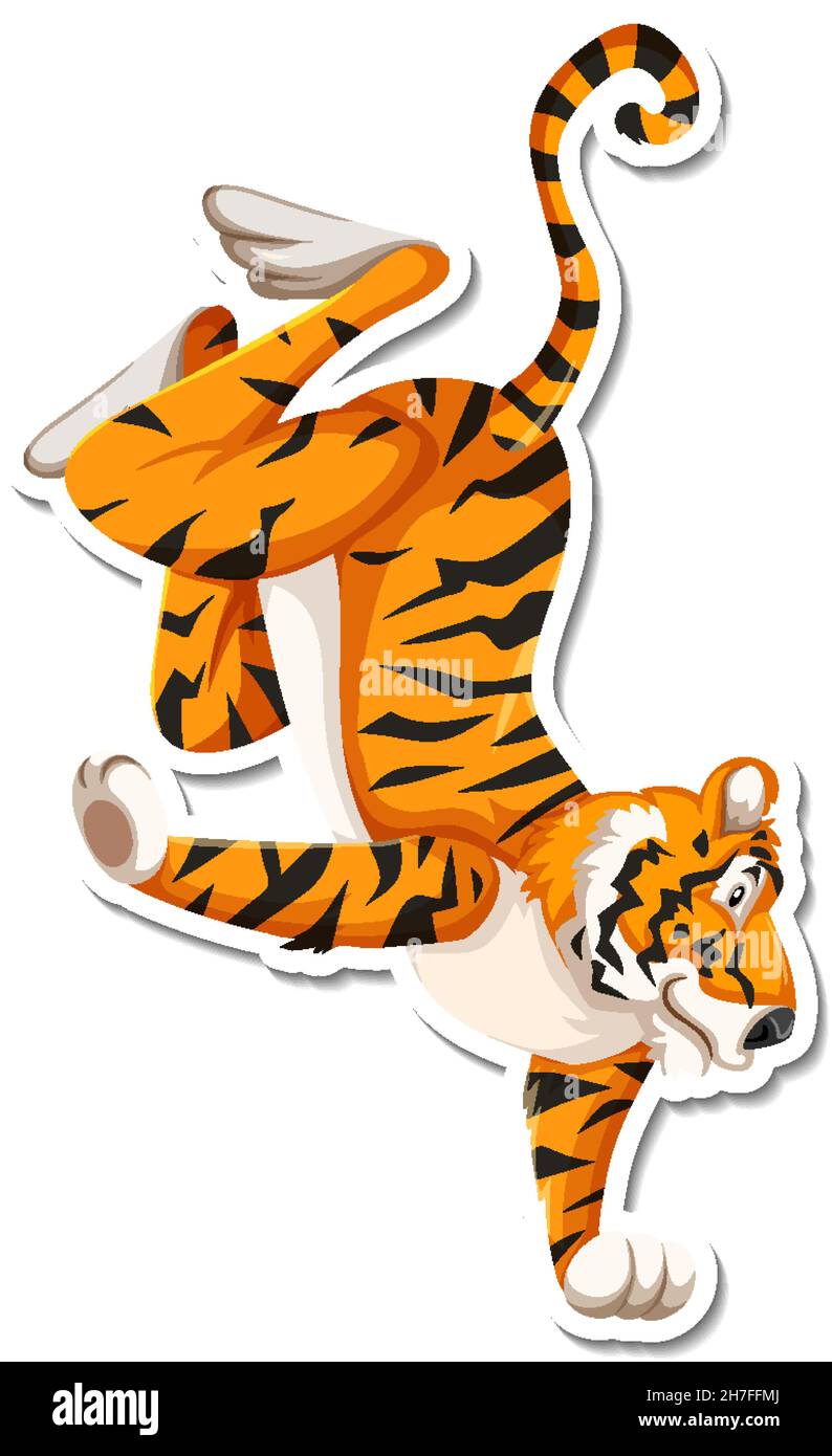 Tiger dancing cartoon character on white background illustration Stock ...