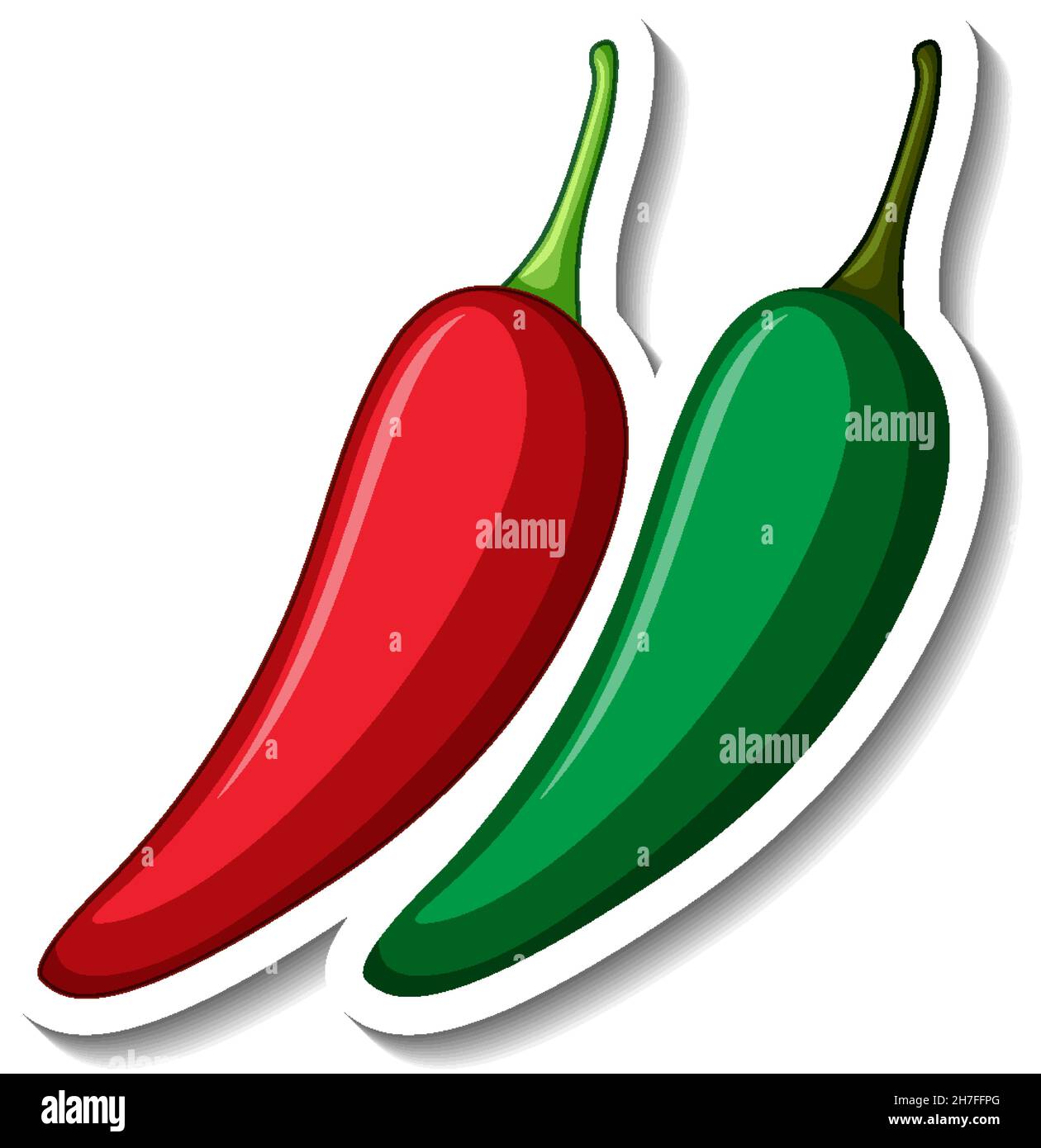 Red and green chilli cartoon sticker illustration Stock Vector Image ...