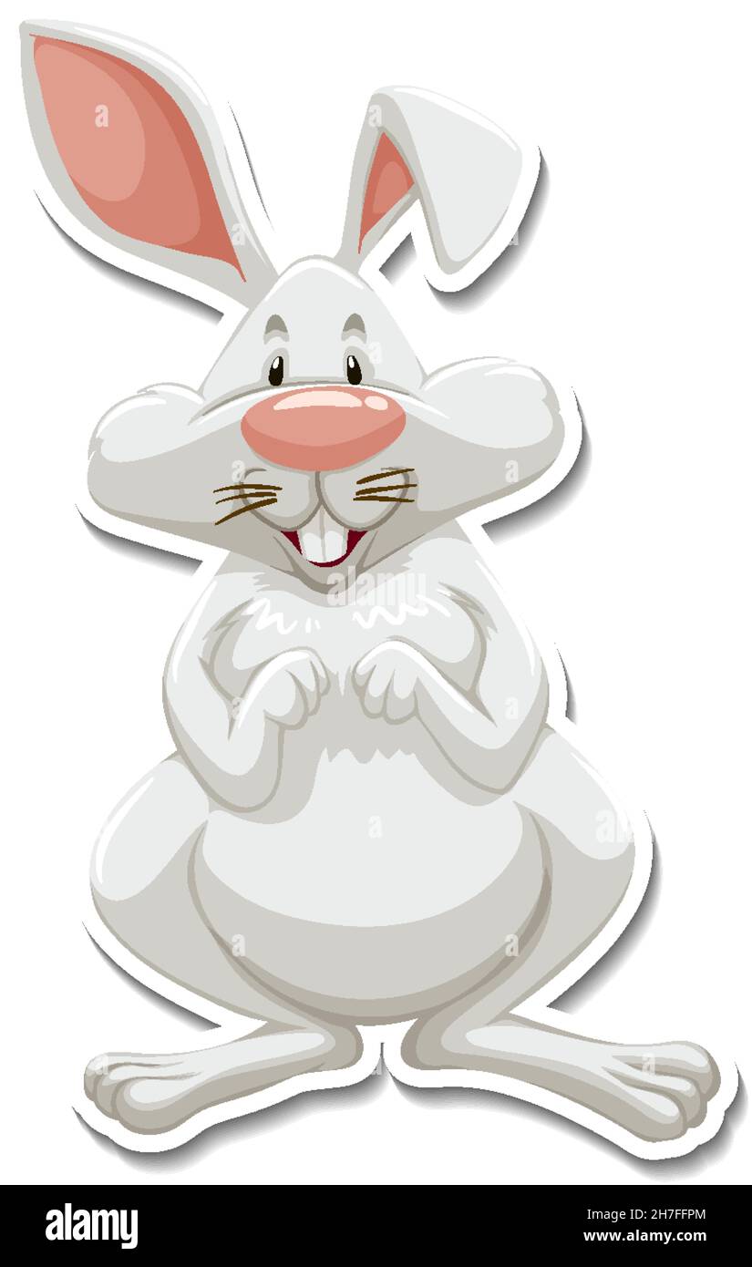 Rabbit cartoon character on white background illustration Stock Vector ...