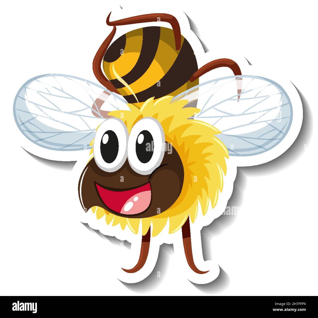 Funny bee dancing cartoon character sticker illustration Stock Vector ...