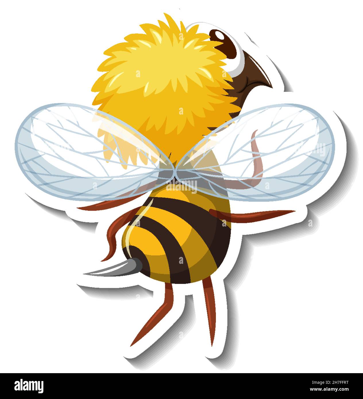 Back side of honey bee cartoon character sticker illustration Stock ...