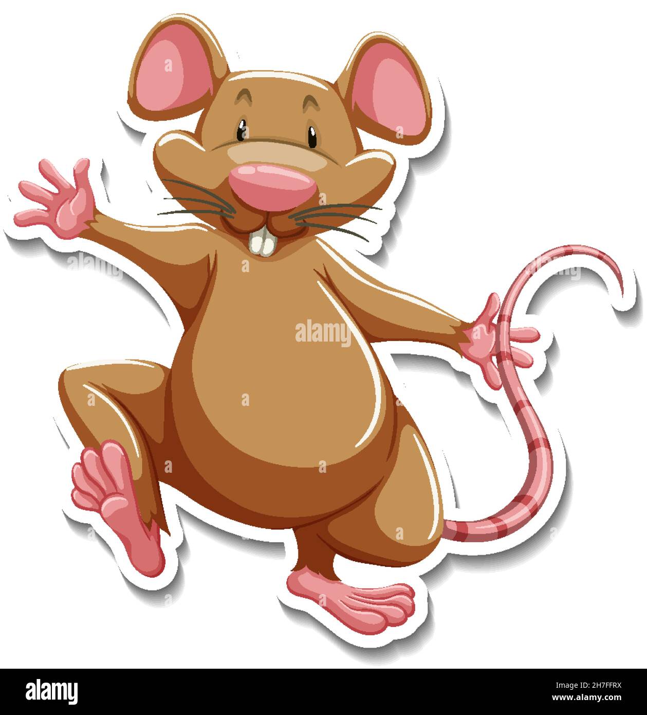 Brown mouse cartoon character sticker illustration Stock Vector Image ...