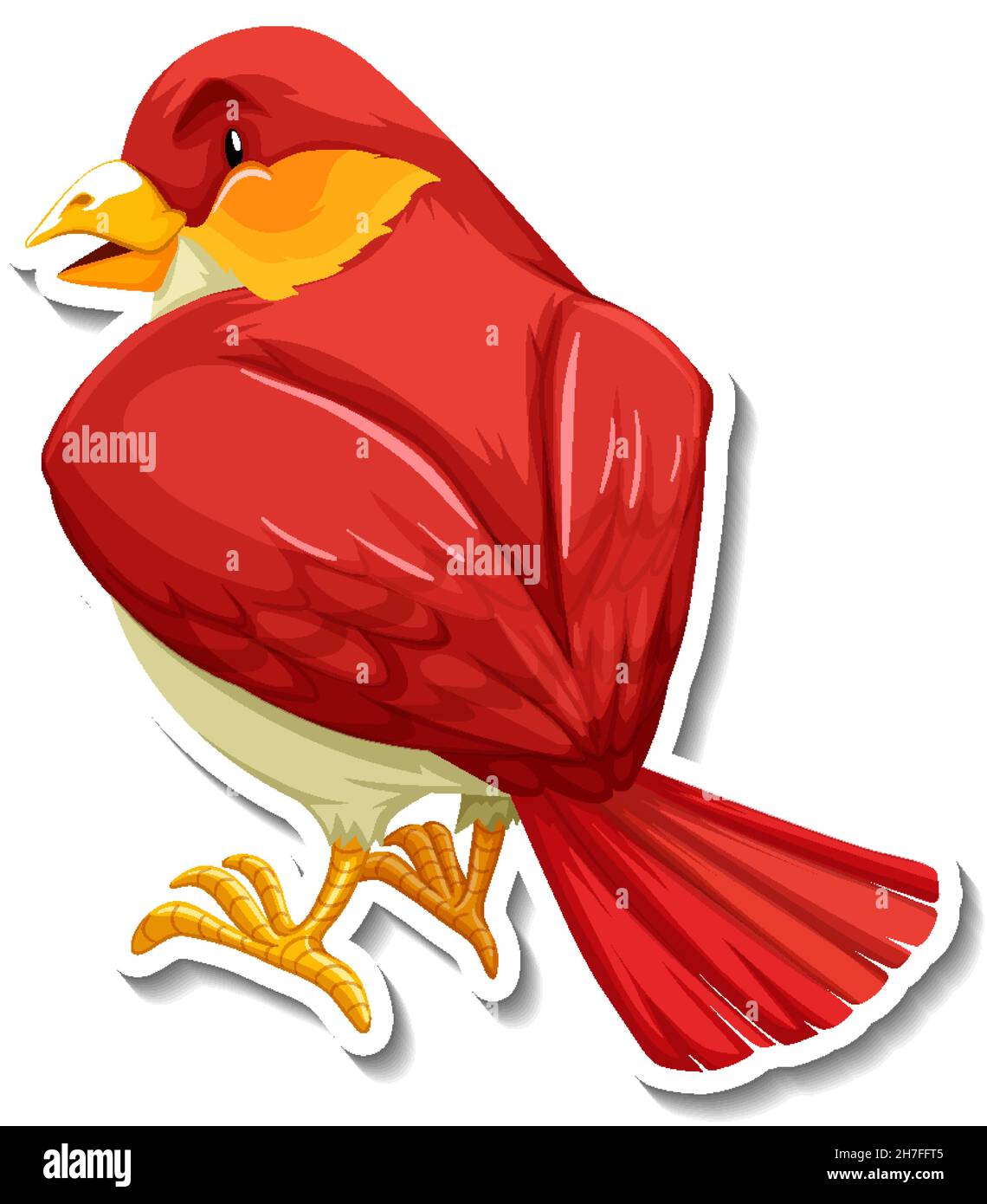 Cute red bird animal cartoon sticker illustration Stock Vector Image ...