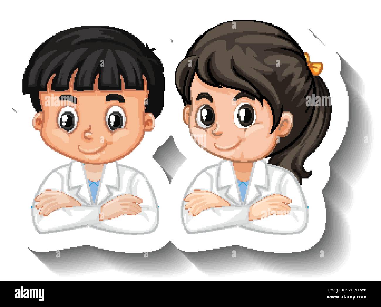 Scientist student cartoon character sticker illustration Stock Vector ...