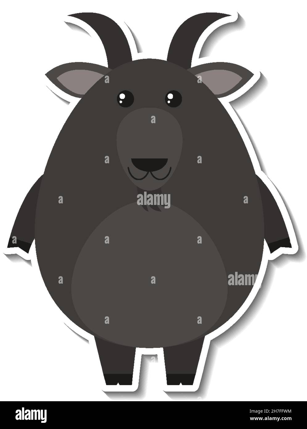 Chubby goat animal cartoon sticker illustration Stock Vector Image ...