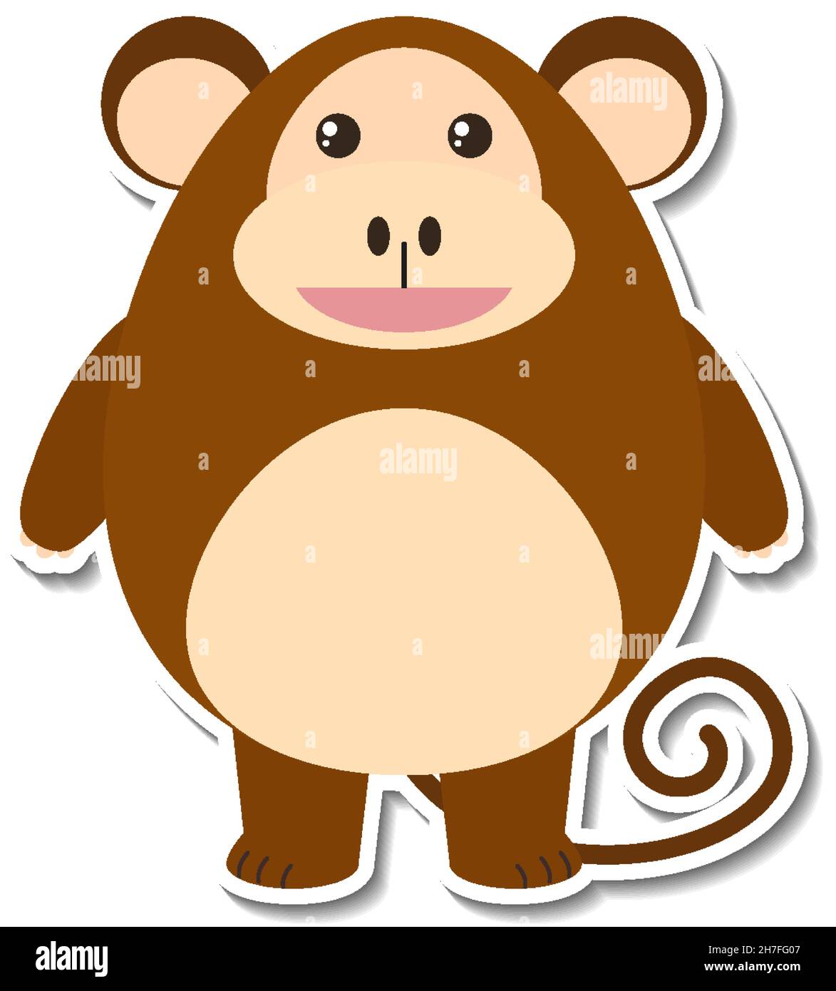 Chubby monkey animal cartoon sticker illustration Stock Vector Image ...