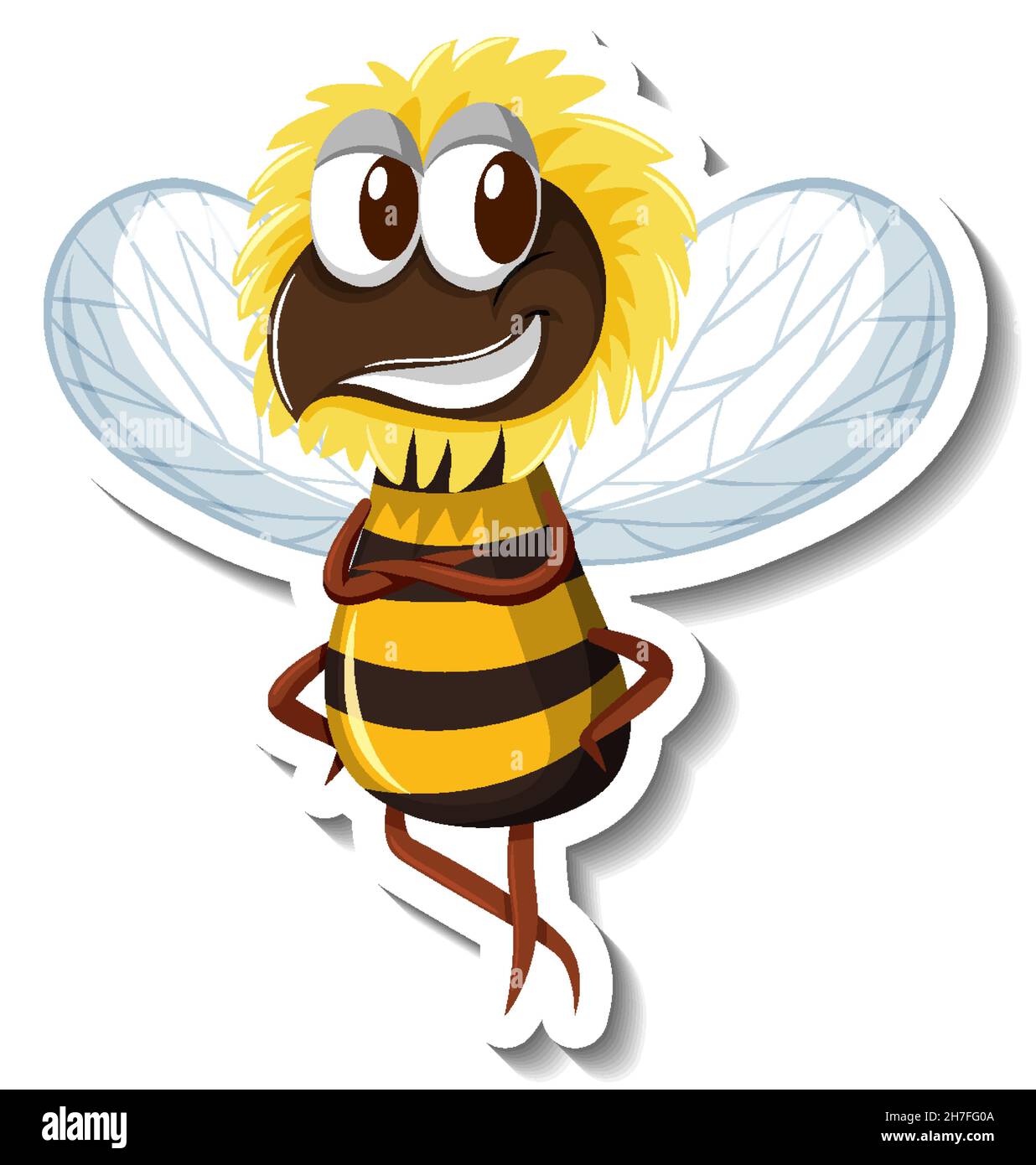 Funny bee insect cartoon sticker illustration Stock Vector Image & Art ...