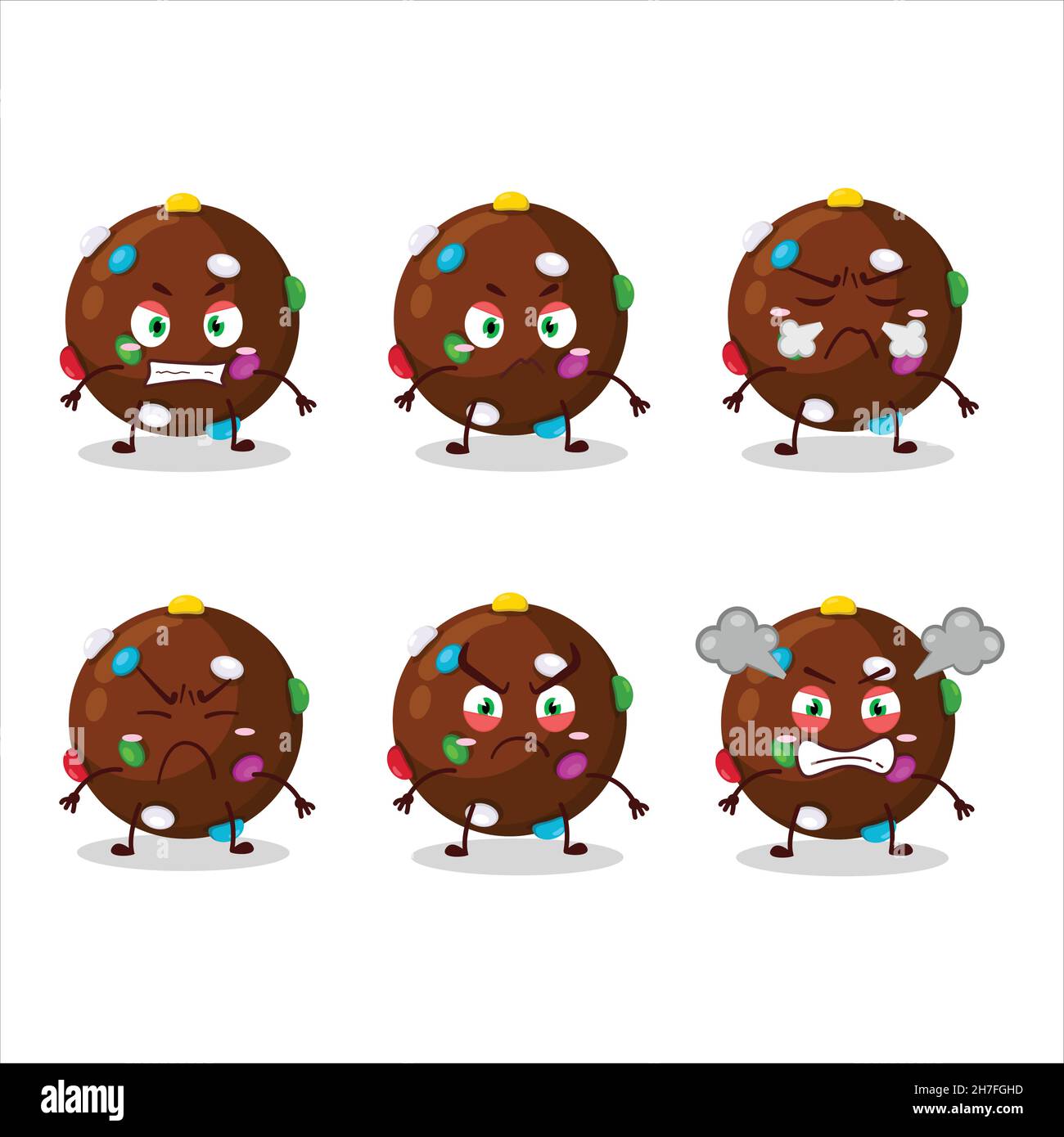 Chocolate candy cartoon character with various angry expressions ...