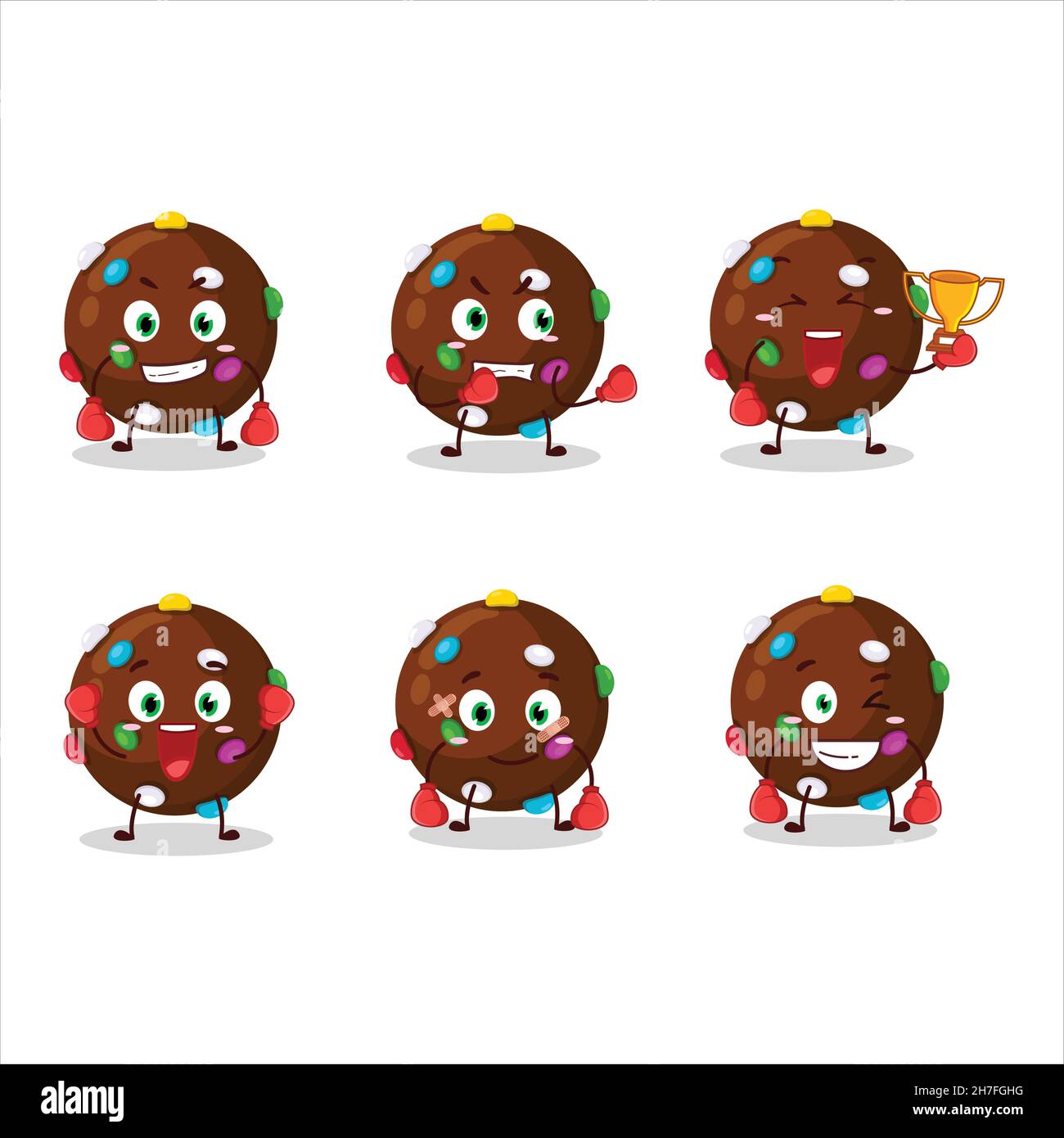 A sporty chocolate candy boxing athlete cartoon mascot design. Vector ...