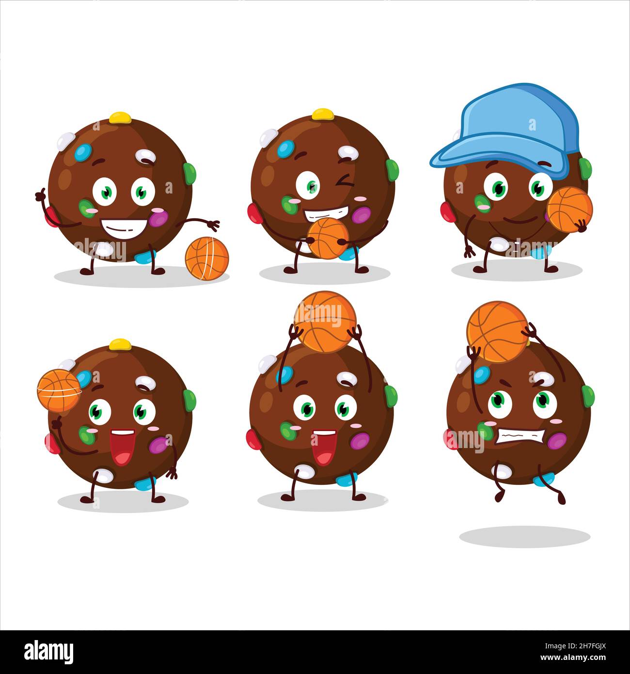 Talented chocolate candy cartoon character as a basketball athlete ...