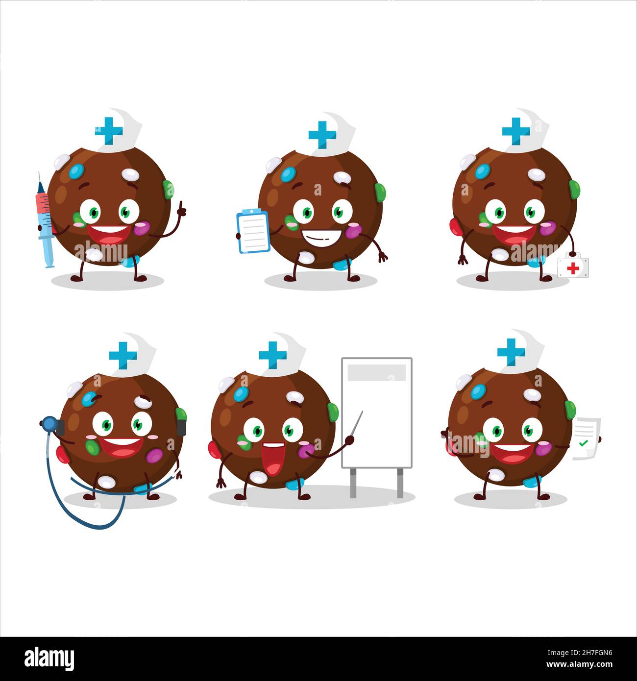 Doctor profession emoticon with chocolate candy cartoon character ...