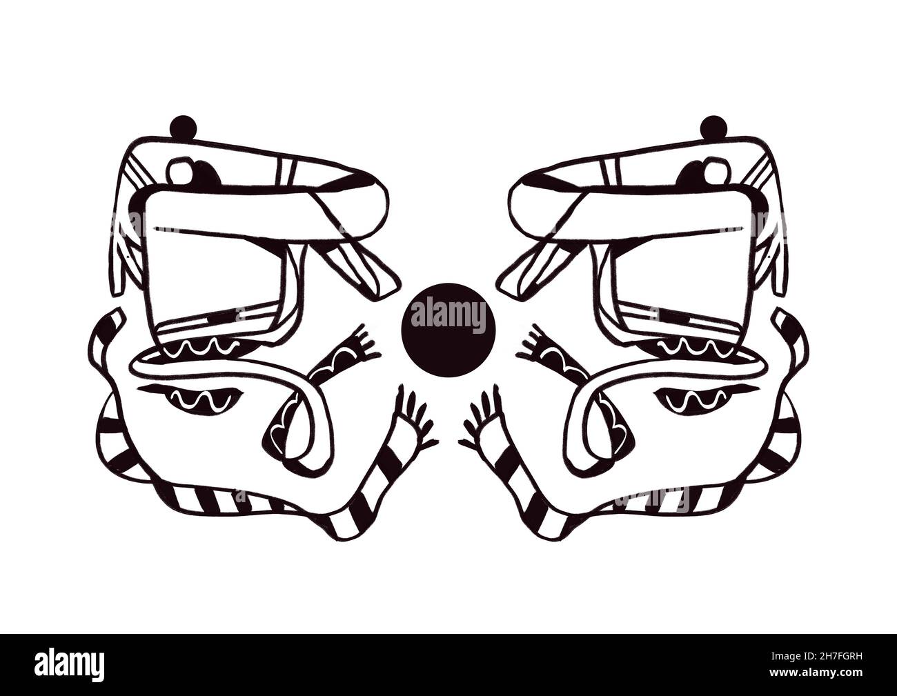 Strange abstract people with pattern for tattoo and ink design. Lovely ...