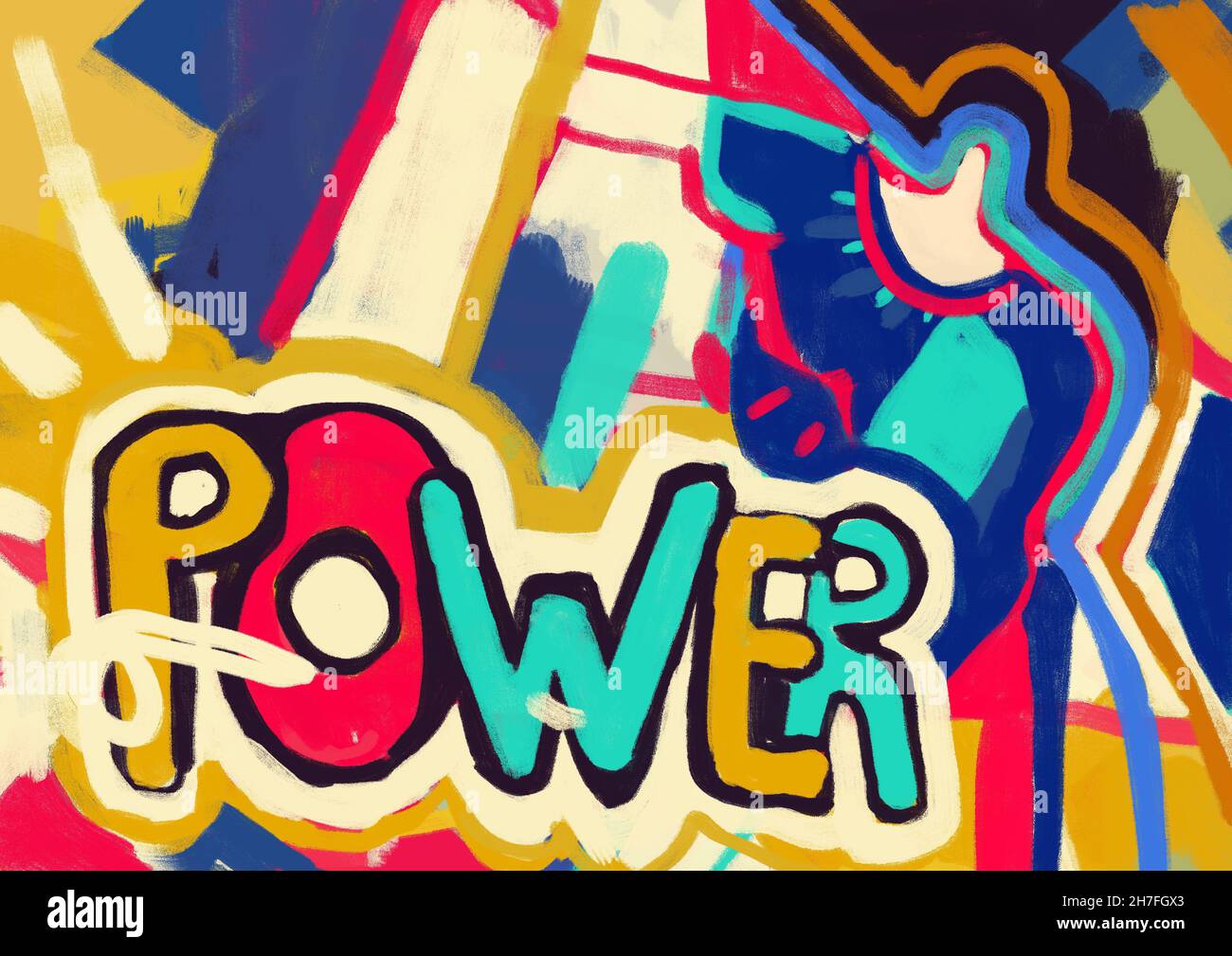 Artistic power text typo graph 80s style, graffiti and street art ...