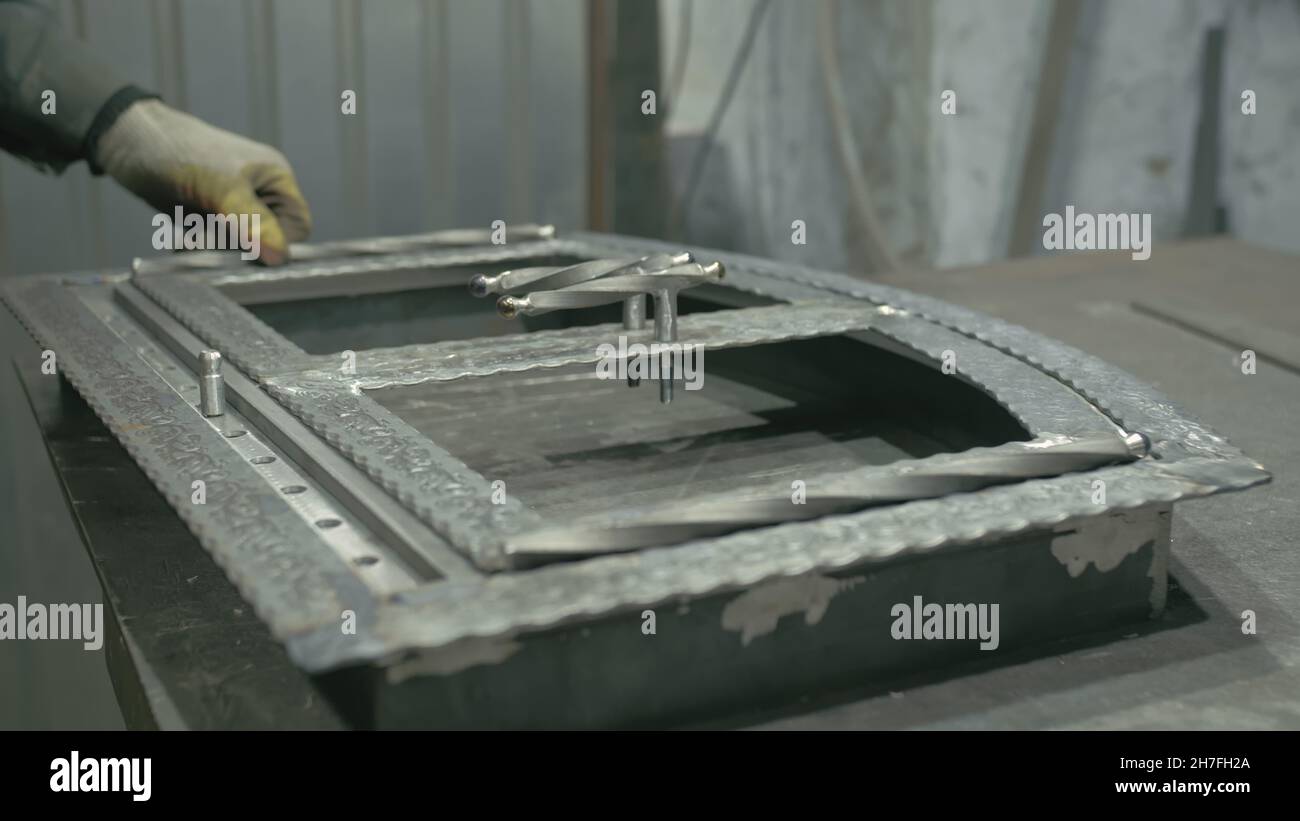 Forge workshop on table. Smithy manual production. Work on the product ...