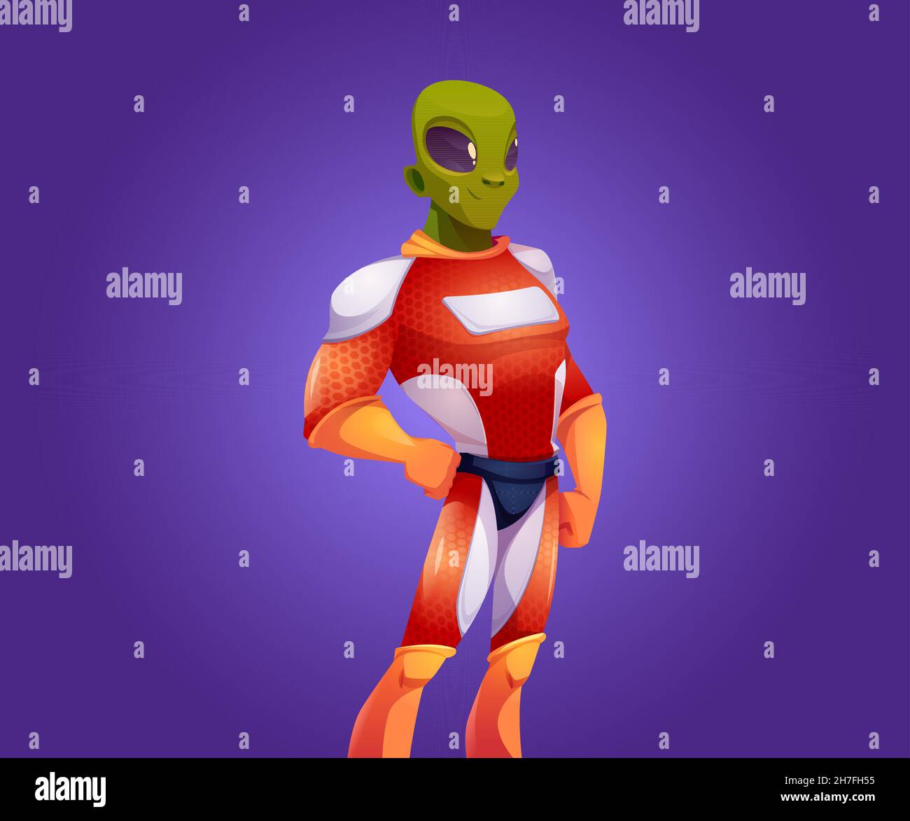 Alien character in spacesuit isolated on background. Vector cartoon ...