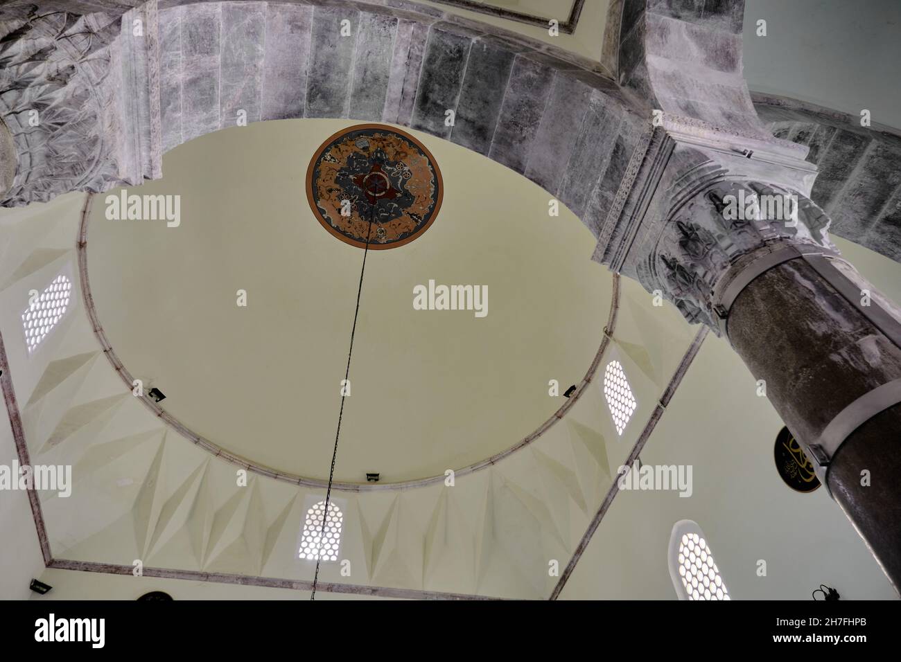 Top of the mosque by the from inside the mosque of Yesil cami in iznik ...
