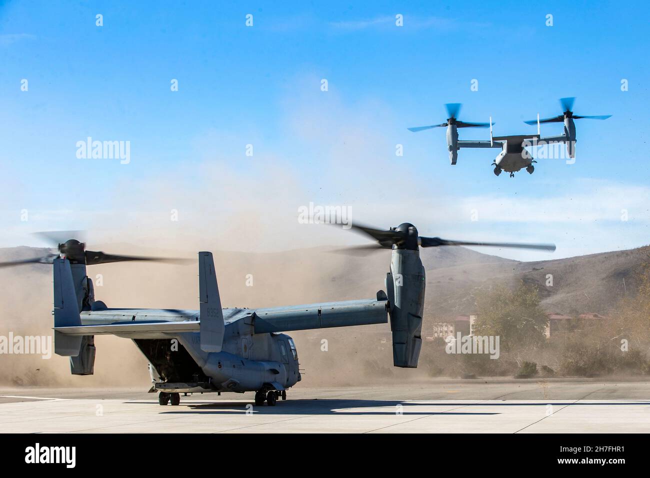 U.S. Marine MV-22B Ospreys take off carrying students with Infantry ...