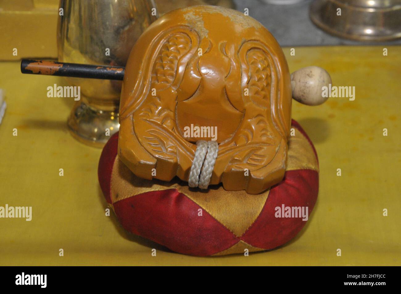 wooden equipment, prayer stick knock giving a rhythm for Chinese ritual ...