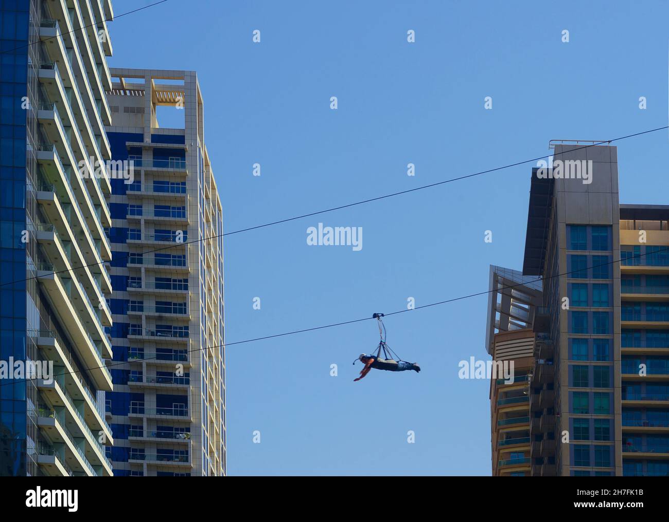 UNITED ARAB EMIRATES, DUBAI, THE LONGEST ZIP LINE DOWN TOWN, START FROM ...