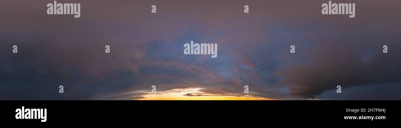 Dramatic sunset sky panorama with Cumulus clouds. Seamless hdr 360 pano ...