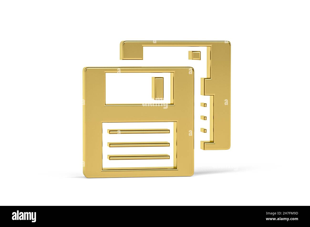 Golden 3d floppy disk icon isolated on white background - 3d render ...