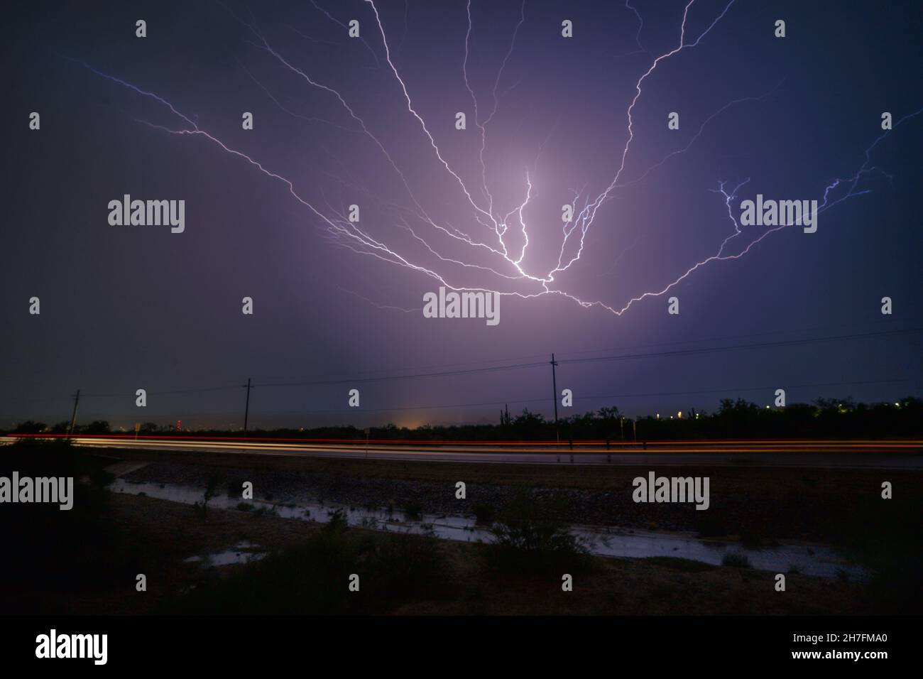 Lightning over highway hi-res stock photography and images - Alamy