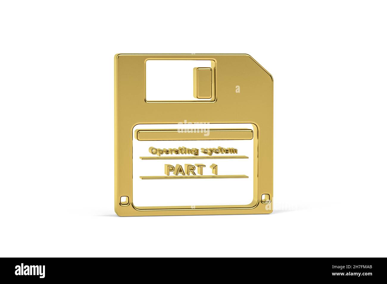 Golden 3d floppy disk icon isolated on white background - 3d render ...
