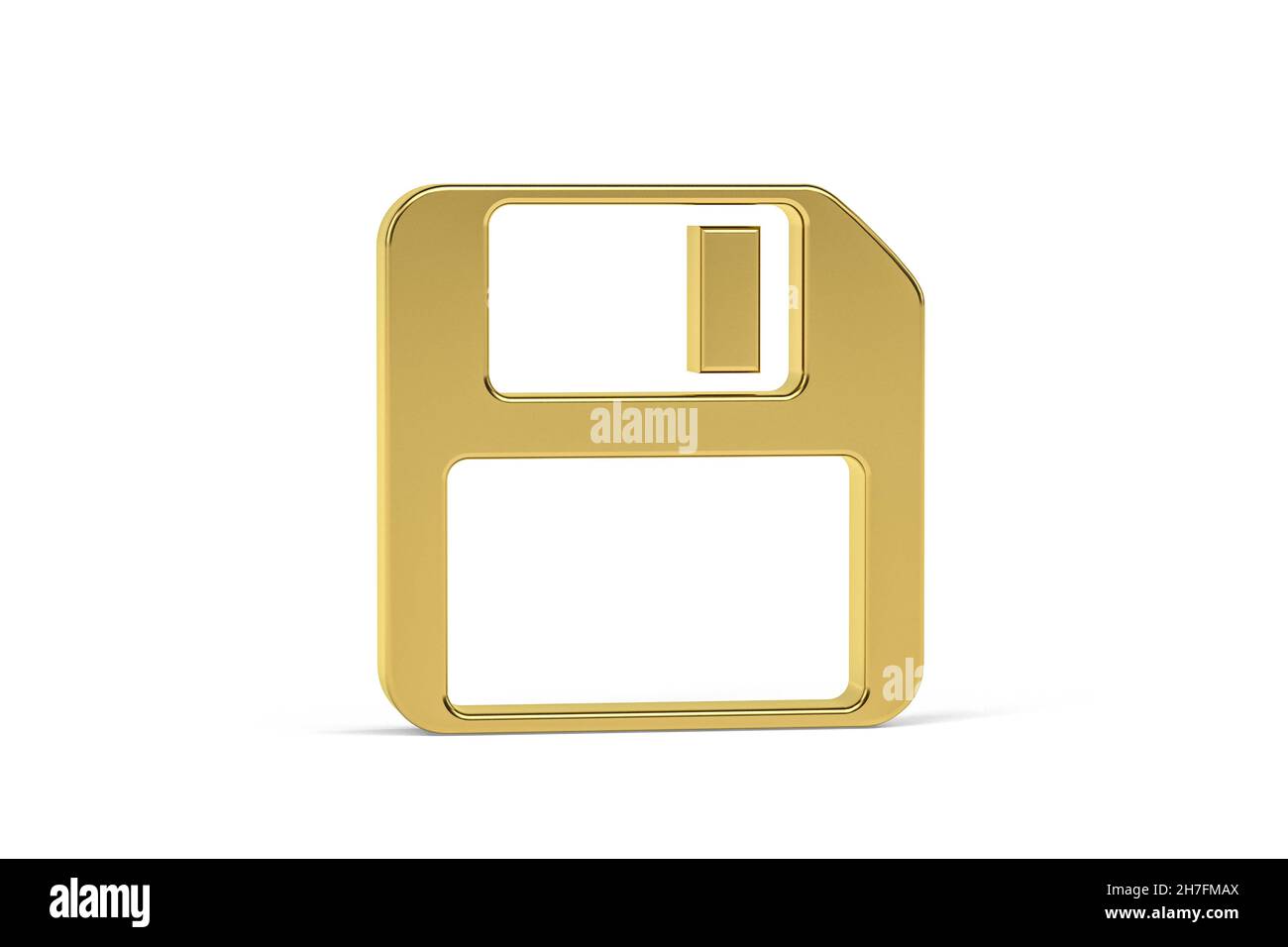 Golden 3d floppy disk icon isolated on white background - 3d render ...