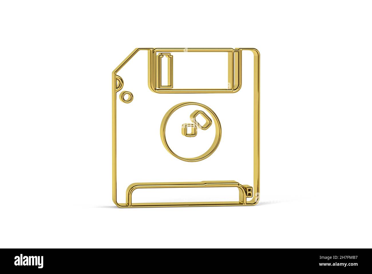 Golden 3d floppy disk icon isolated on white background - 3d render ...