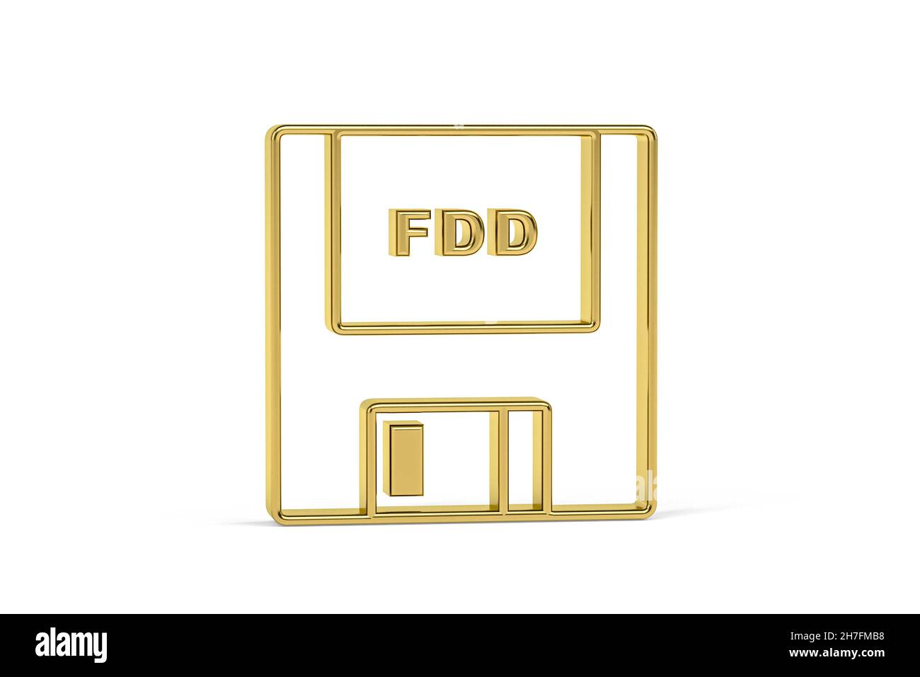 Golden 3d floppy disk icon isolated on white background - 3d render ...