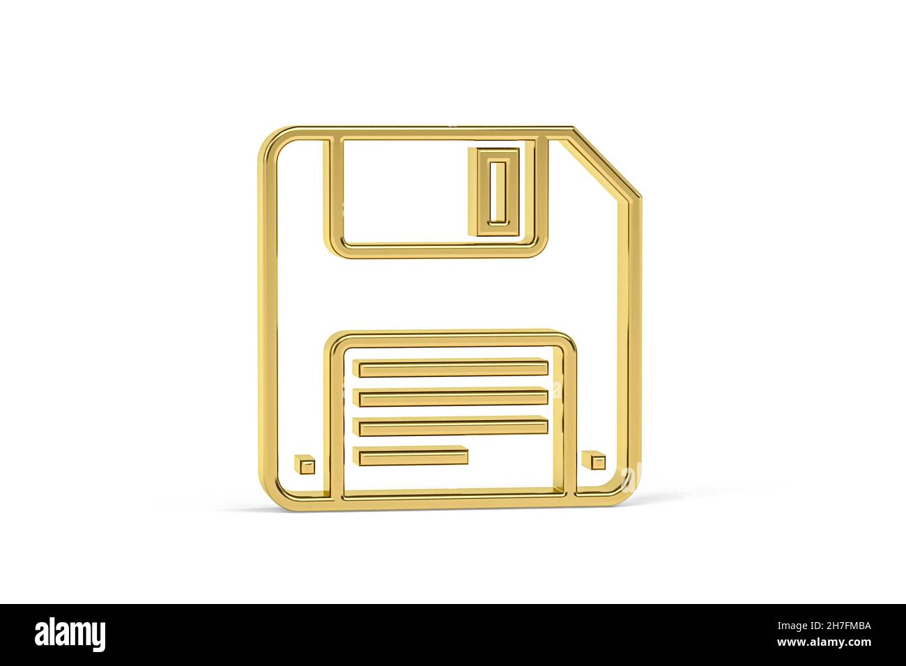 Golden 3d floppy disk icon isolated on white background - 3d render ...