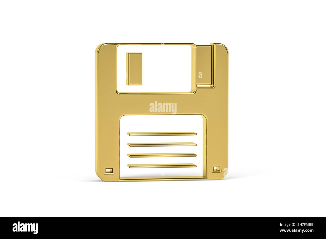 Golden 3d floppy disk icon isolated on white background - 3d render ...