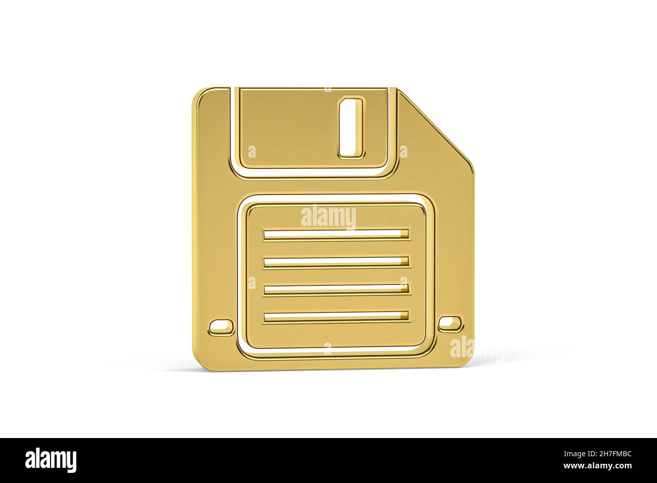 Golden 3d floppy disk icon isolated on white background - 3d render ...