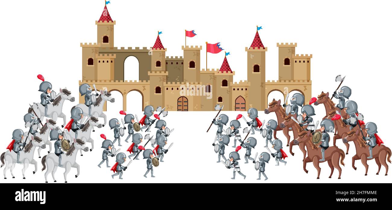 Medieval war cartoon on white backgrond illustration Stock Vector Image ...