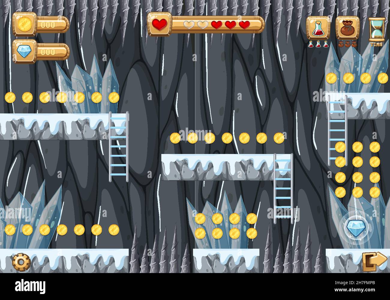 Game Template Stone Cave Scene illustration Stock Vector Image & Art ...