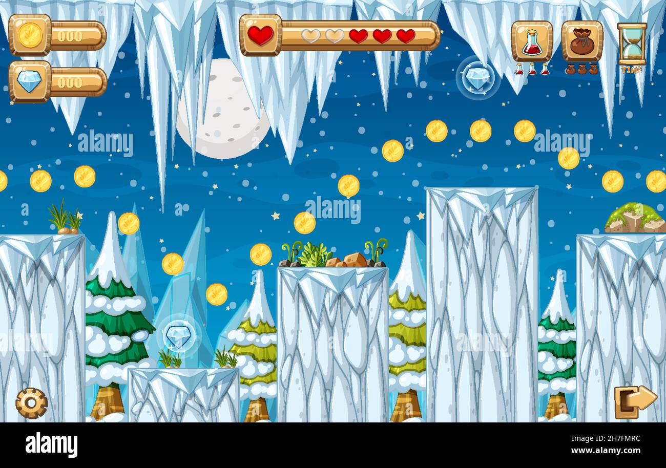 Game Template Ice Cave Scene illustration Stock Vector Image & Art - Alamy