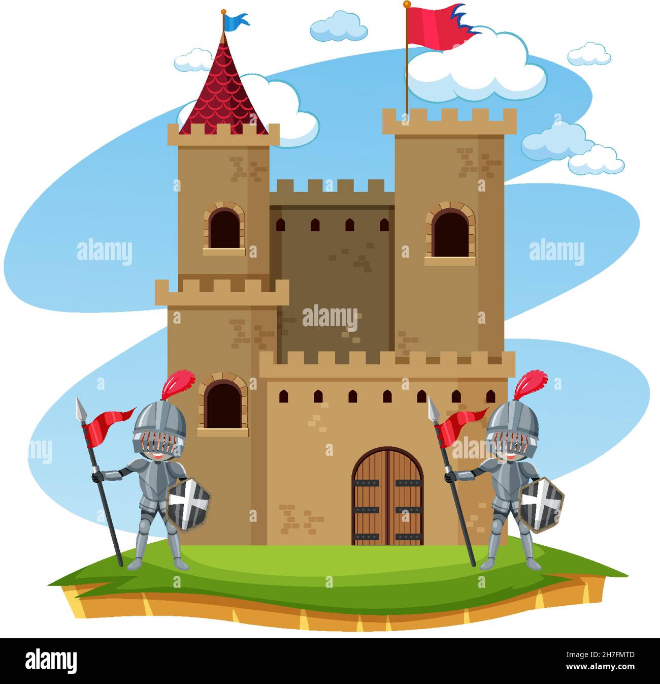 Knight in front of castle illustration Stock Vector Image & Art - Alamy
