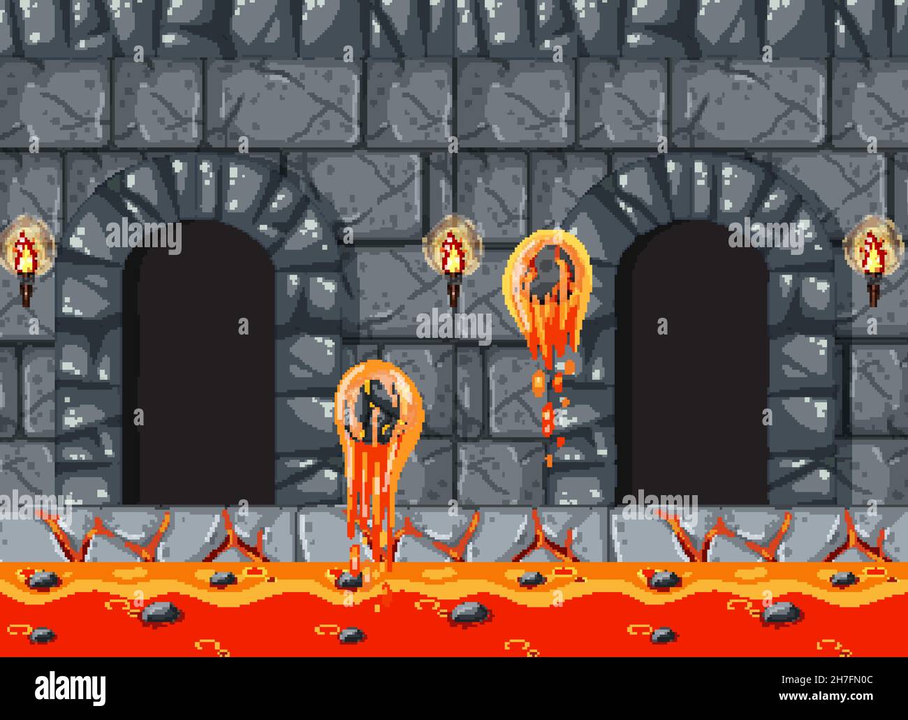 Lava Cave Platformer Game template illustration Stock Vector Image ...