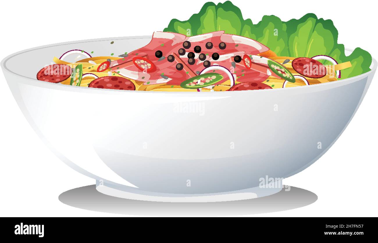Side view of spaghetti bowl isolated illustration Stock Vector Image ...