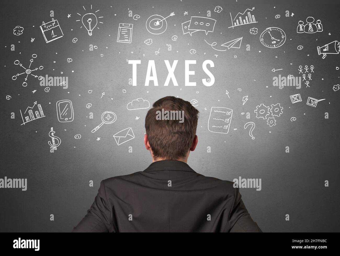 Rear view of a businessman Stock Photo - Alamy
