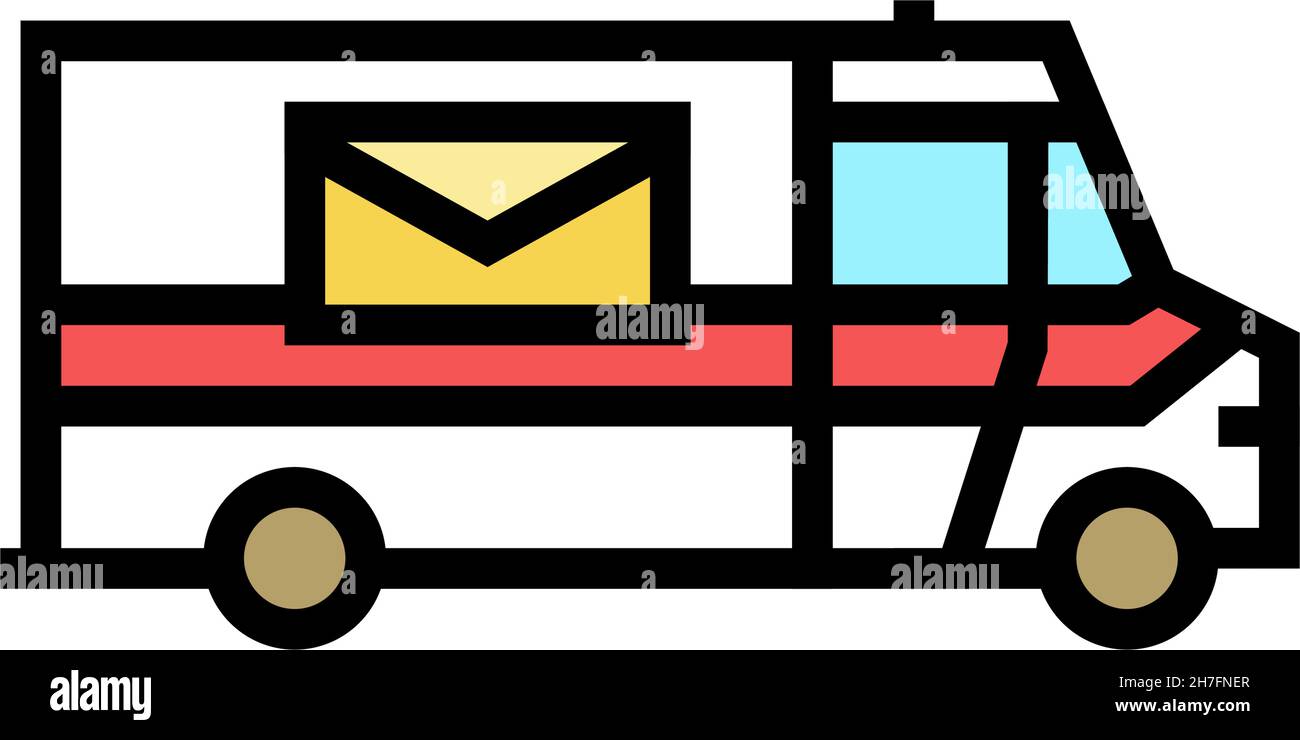 truck for delivering parcel and letter color icon vector illustration ...