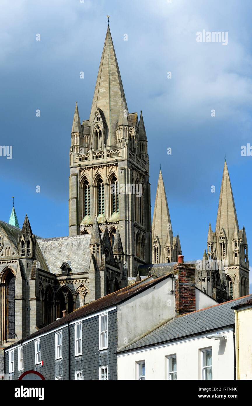 UNITED KINGDOM. ENGLAND. CORNWALLS. THE THREE SPIRES OF THE CATHEDRALE ...